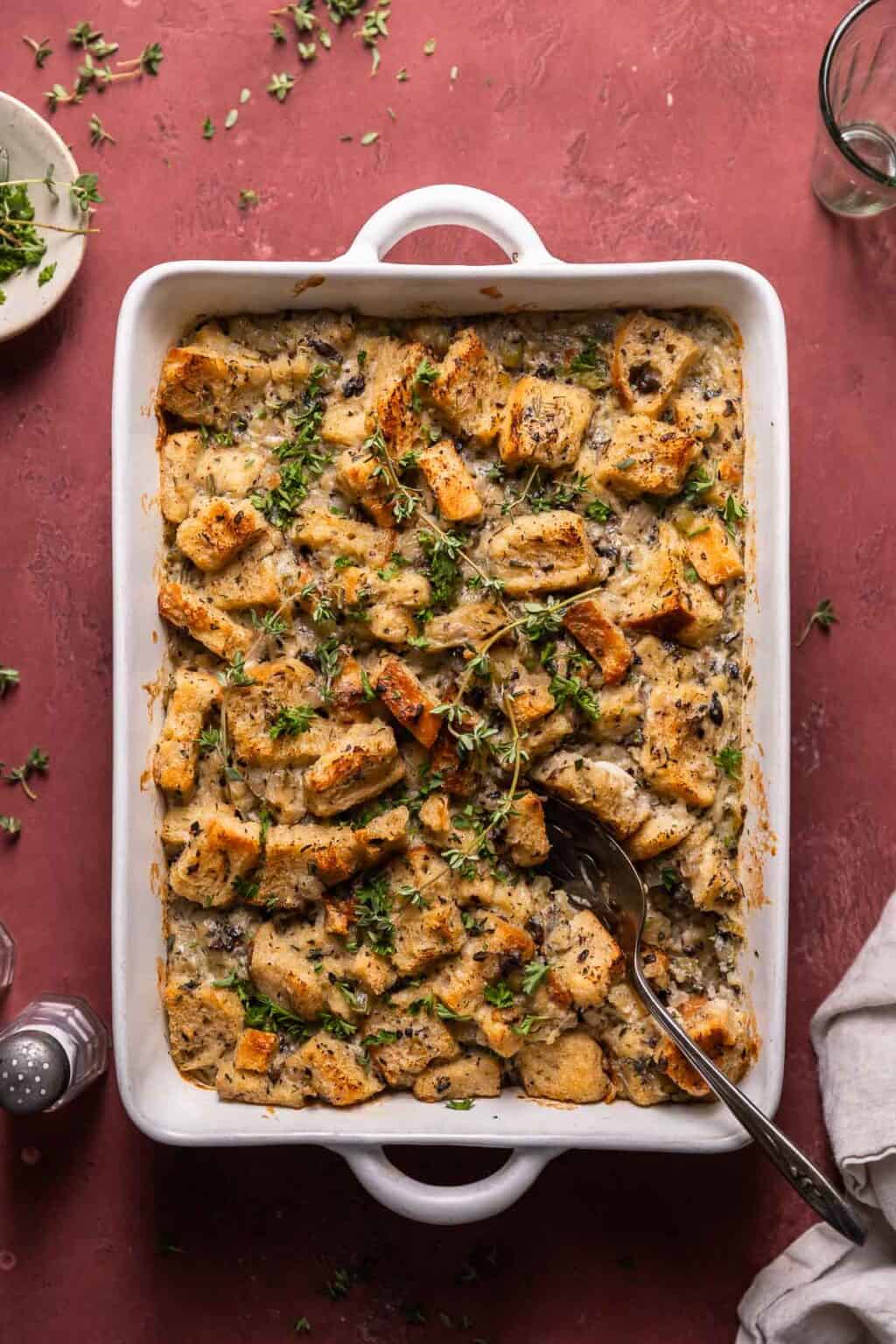 Savory Bread Pudding Stuffing - Cambrea Bakes