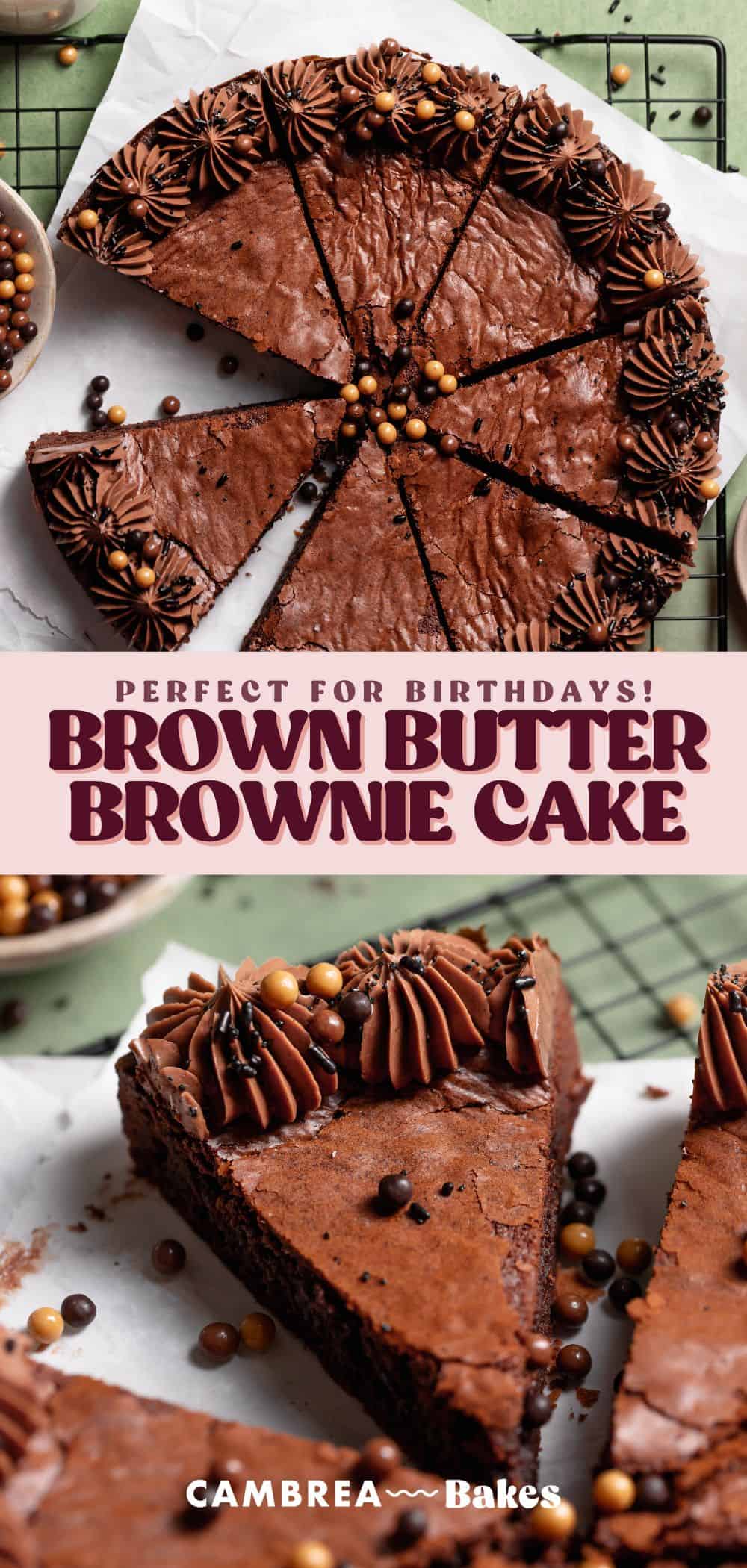 Fudgy Brown Butter Brownie Cake - Cambrea Bakes