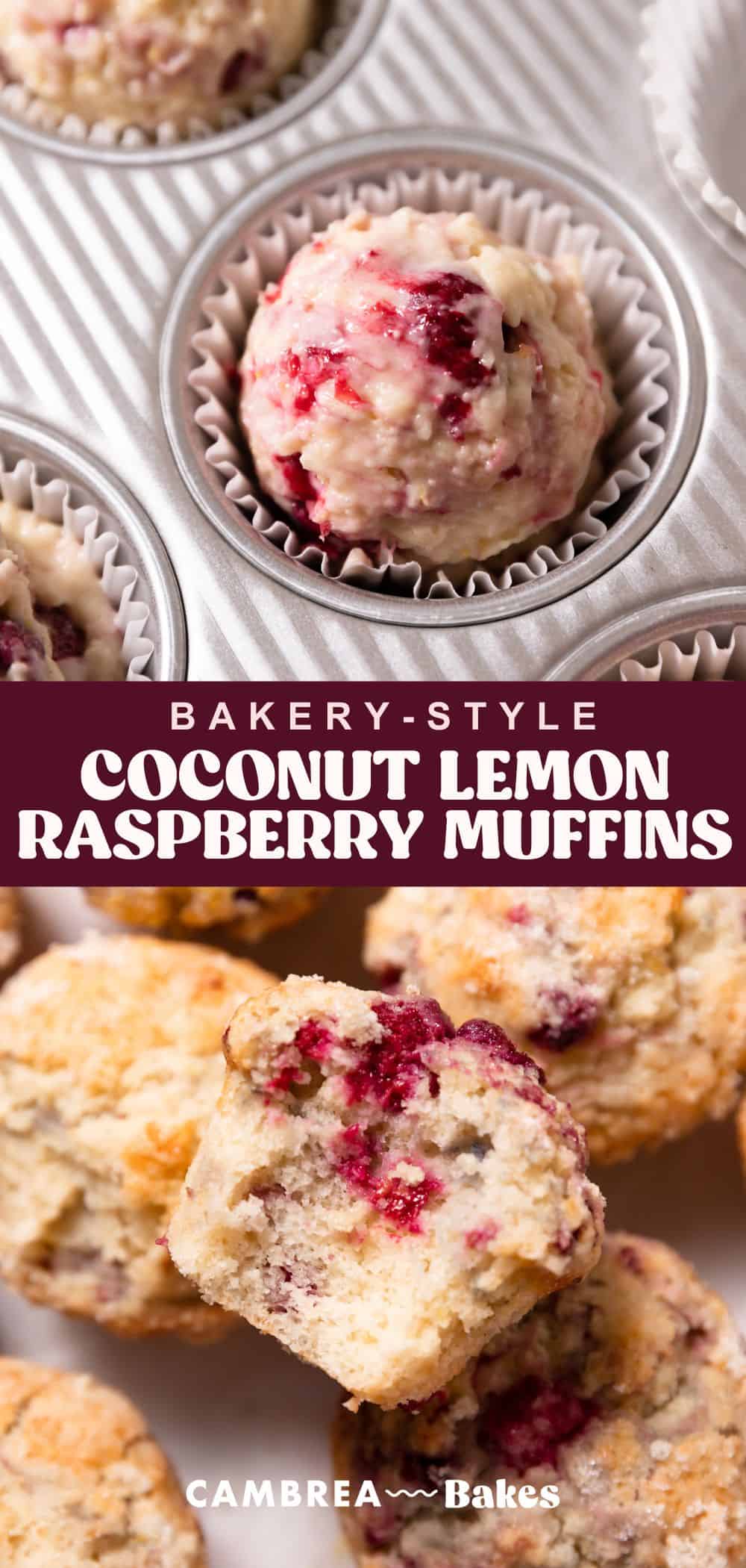 Coconut Lemon Raspberry Muffins - Cambrea Bakes