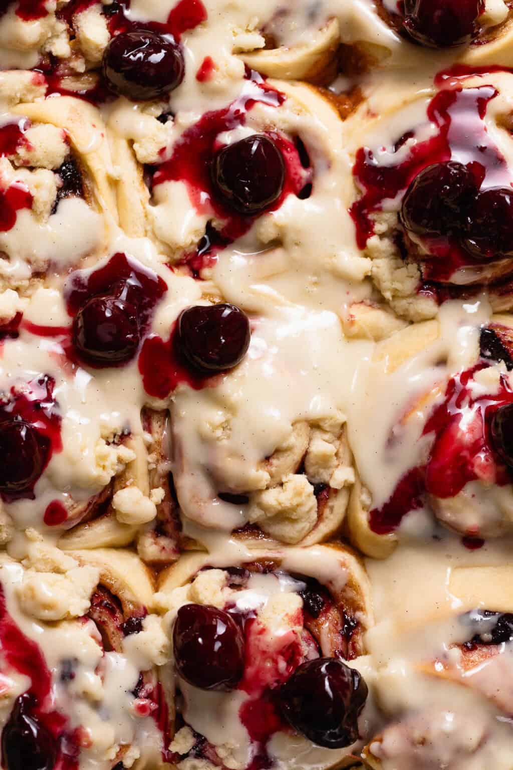 Soft Cherry Pie Rolls with Pie Crumb Topping - Cambrea Bakes