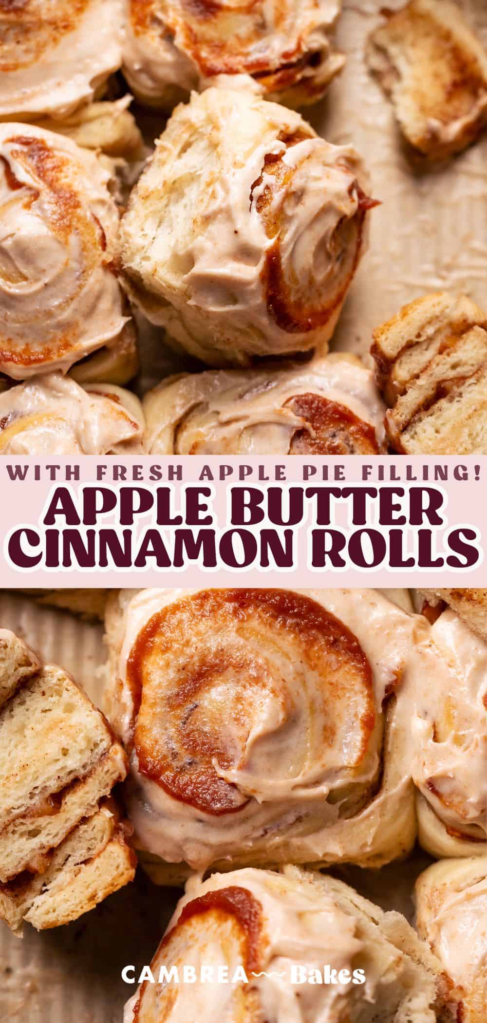 Apple Cinnamon Rolls with Apple Pie Filling - Cambrea Bakes