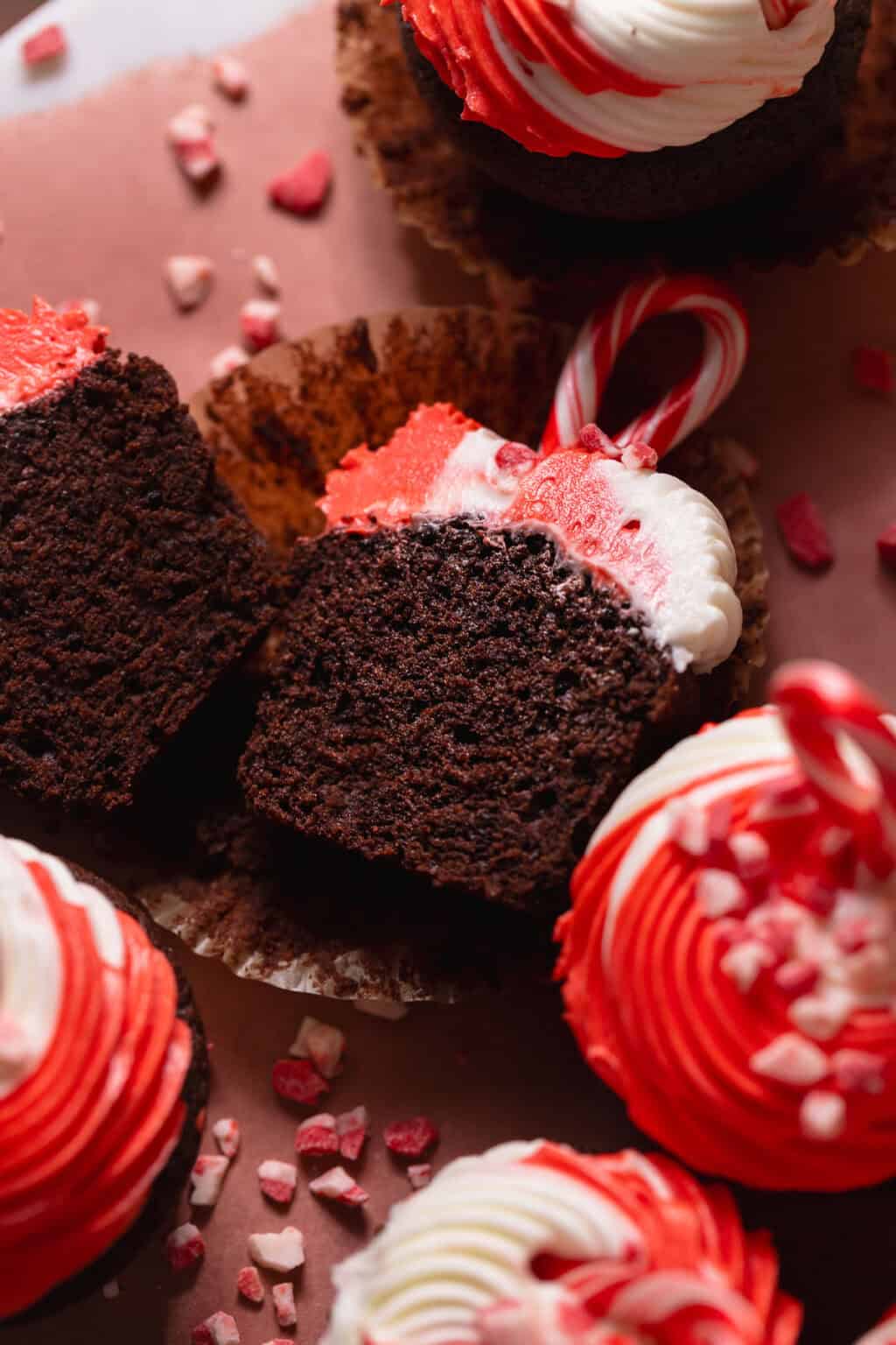 Chocolate Peppermint Cupcakes with Swirled Frosting - Cambrea Bakes