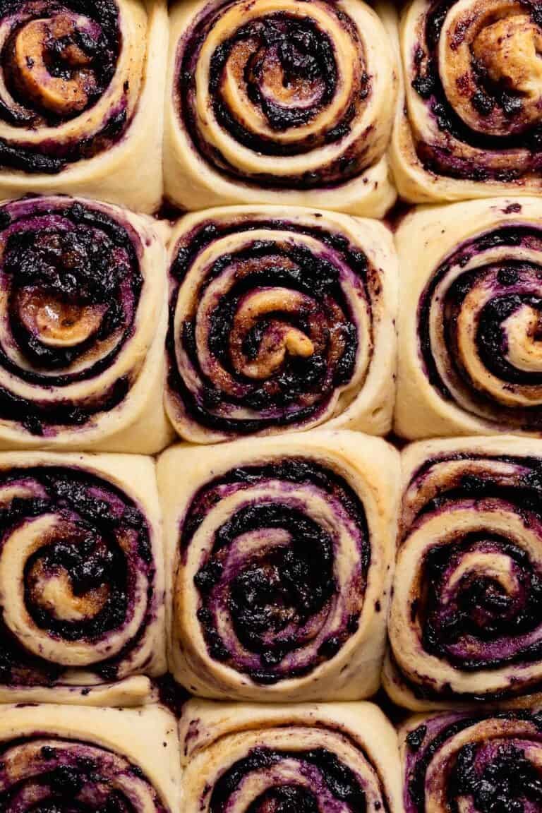 Milk Bread Blueberry Cinnamon Rolls - Cambrea Bakes