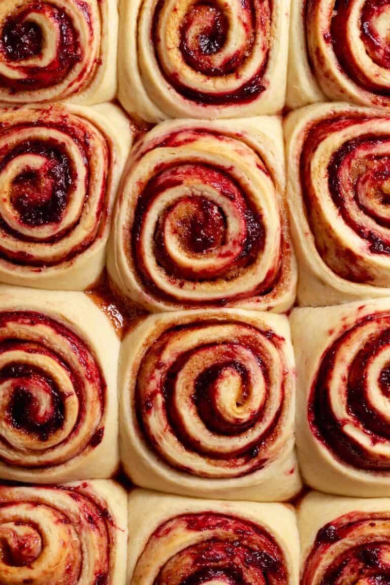 Strawberry Cinnamon Rolls with Milk Bread Dough - Cambrea Bakes